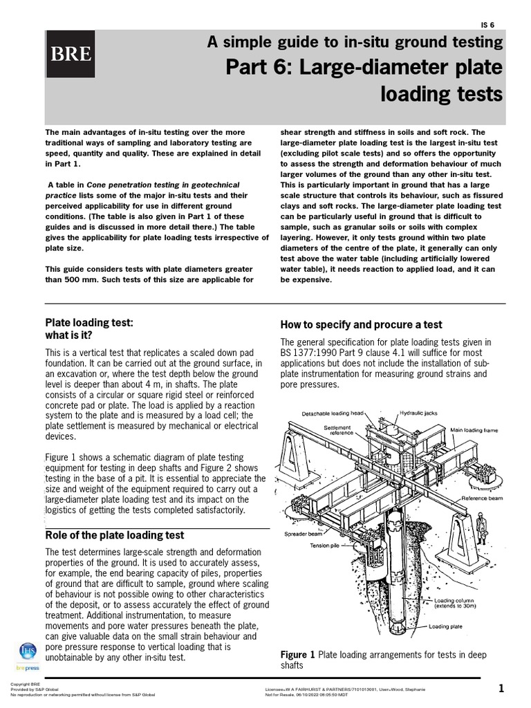 BRE in Situ Testing Part 6 Large Diameter PLT | PDF | Young's Modulus ...