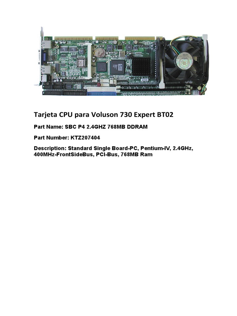 Tarjeta CPU para Voluson 730 Expert BT02 | PDF
