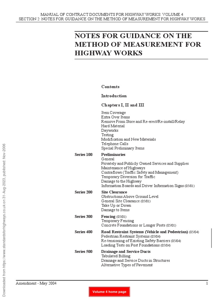 Notes For Guidance On The Method of Measurement For Highway Works ...