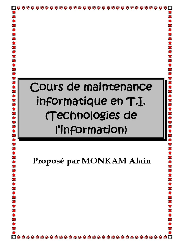 Cours de Maintenance Informatique en TI | PDF | Registre Windows | Disque dur
