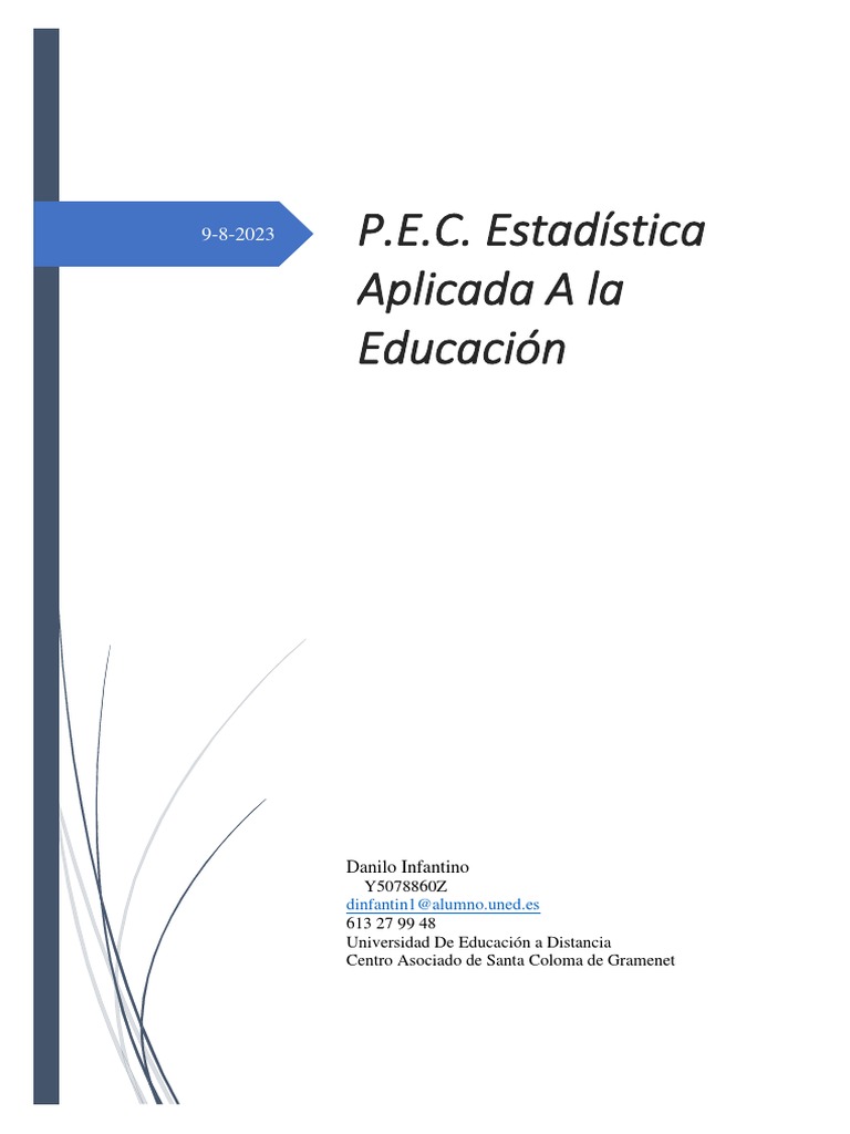 PEC Estadistica Aplicada A La Educación Danilo Infantino | PDF