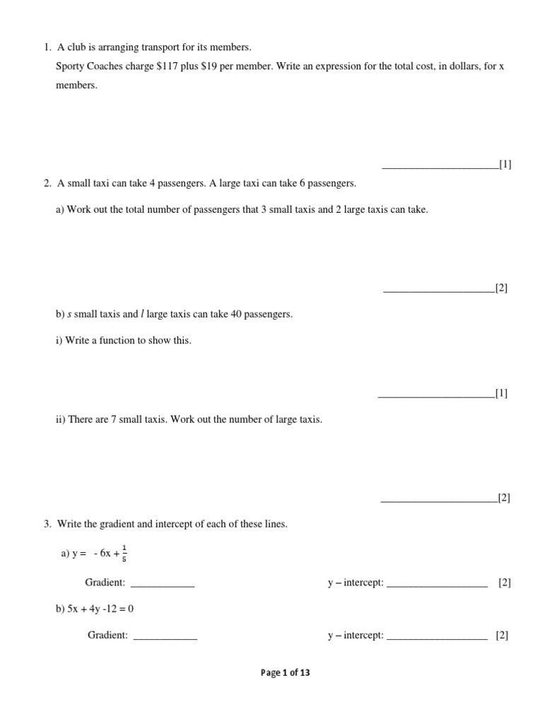 Mock Exam Review Pack 1 Pdf Shape Cartesian Coordinate System