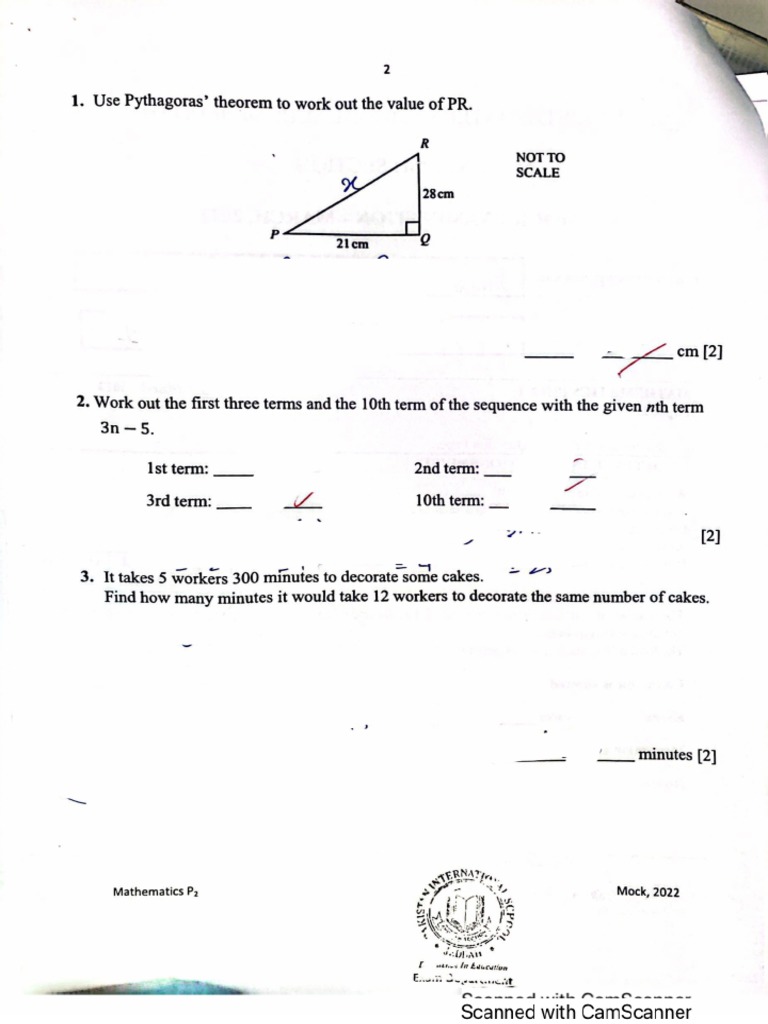 Mathematics Mock Exam 2022 Unsolved | PDF