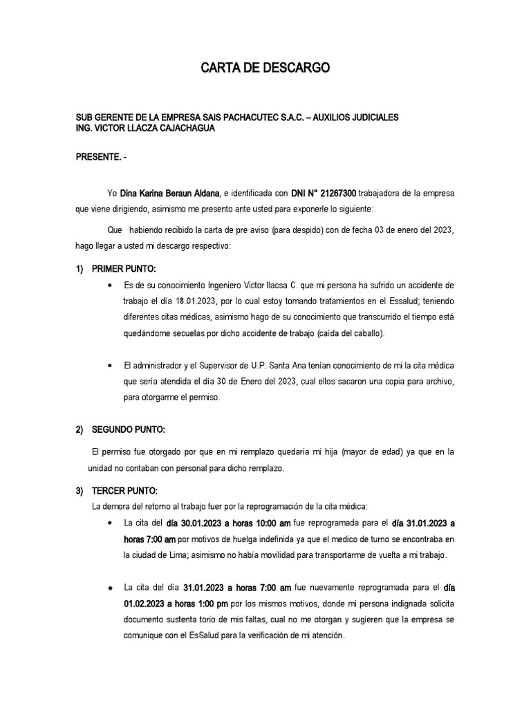 Carta de Descargo | PDF