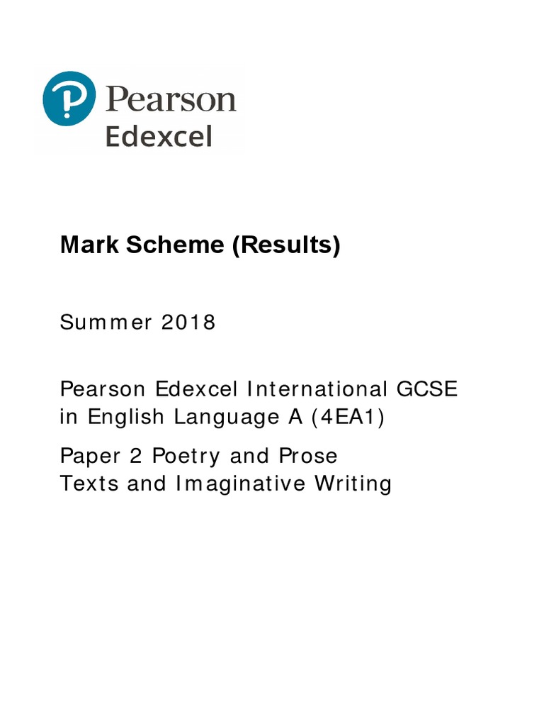 4ea1 June 2018 Paper 2 Ms Edexcel Igcse English Language A | PDF ...