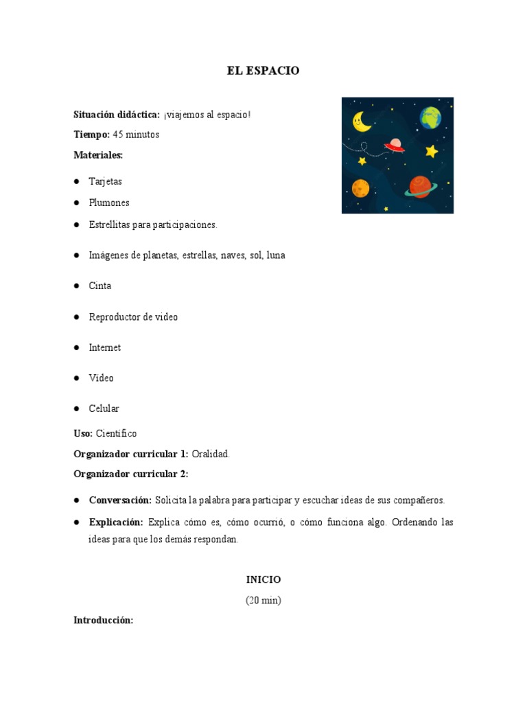 Actividad Didáctica: Explorando el Espacio | PDF
