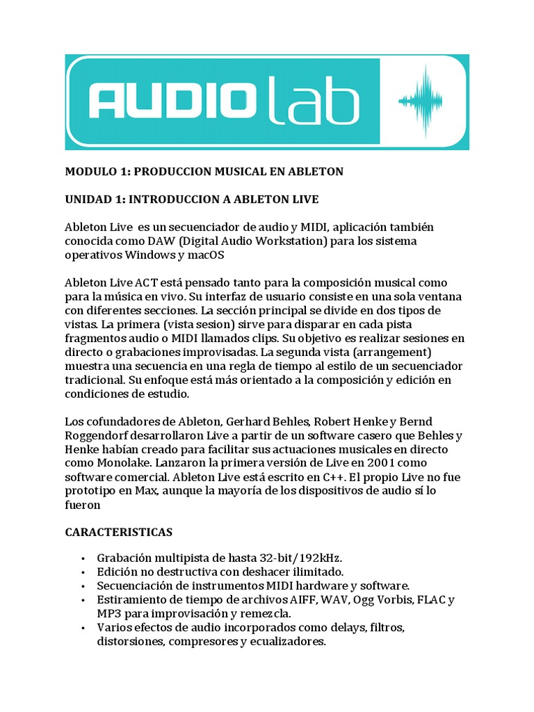 Audiolab - Modulo 1, Unidad 1 | PDF | Tecnología de información y comunicaciones | Música ...