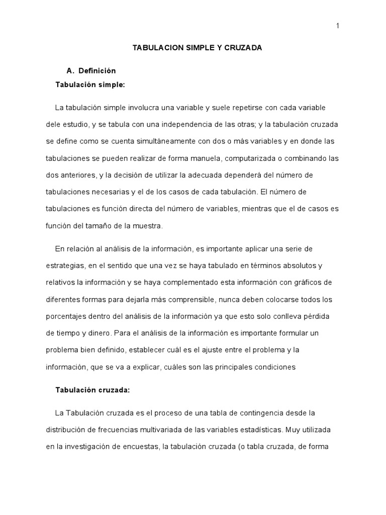 Tabulacion Simple y Cruzada | PDF