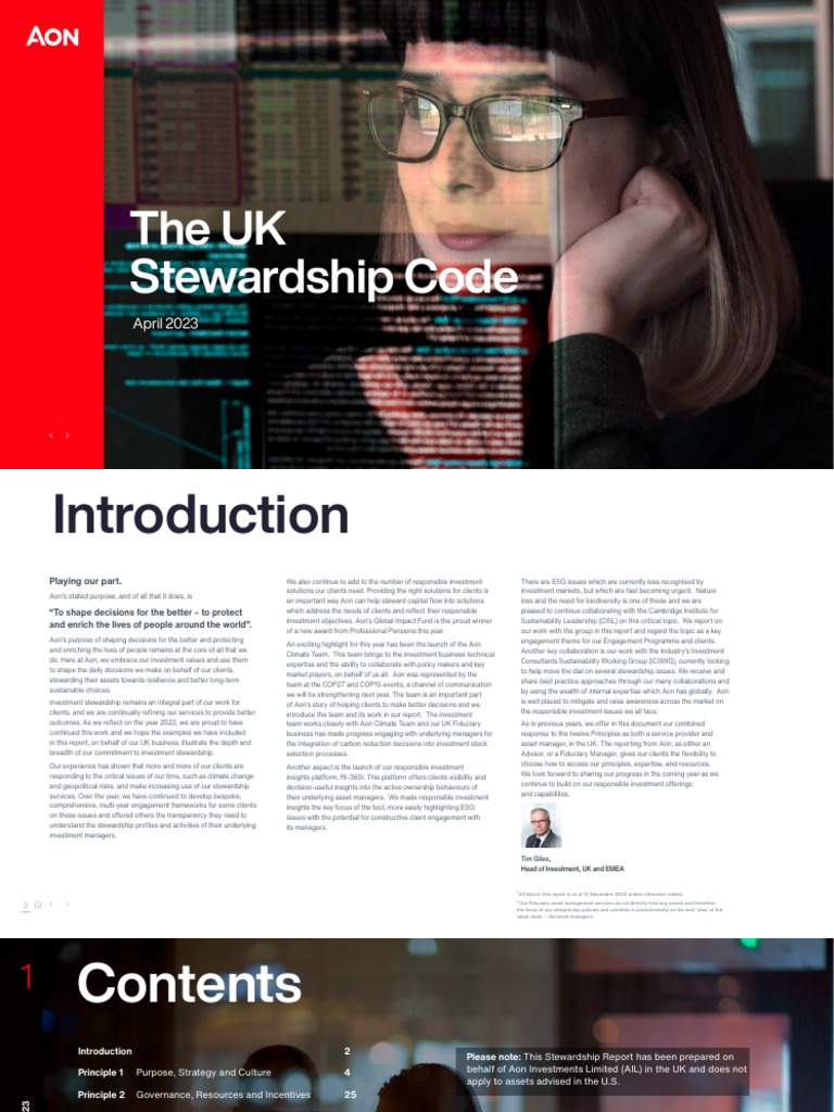 Aon UK Stewardship Code | PDF | Investing | Risk