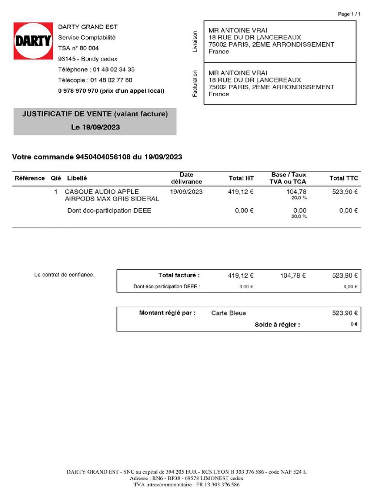 Darty Airpods Pro Max | PDF