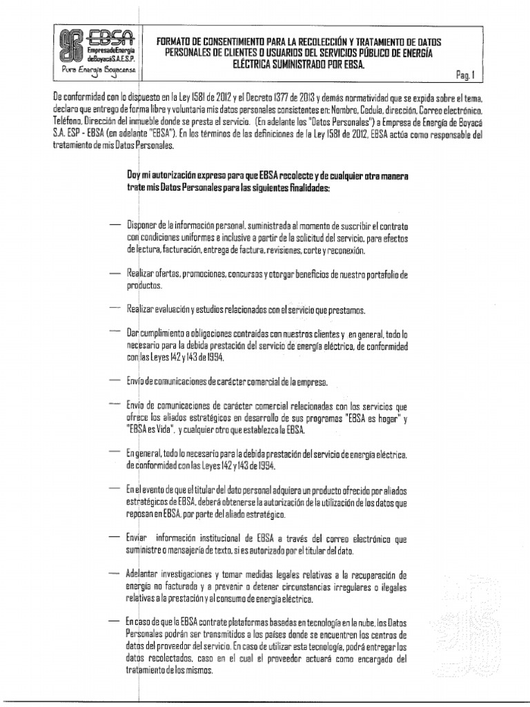 Formato Habeas Data | PDF