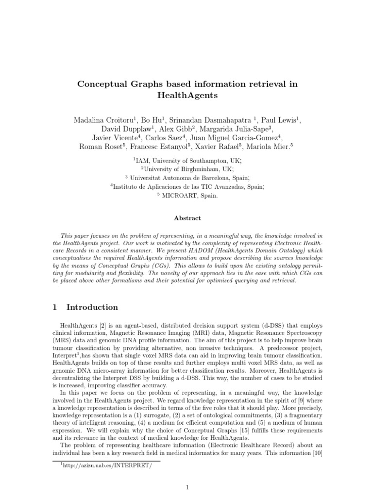 Representing Medical Knowledge in HealthAgents Using Conceptual Graphs | PDF | Knowledge ...