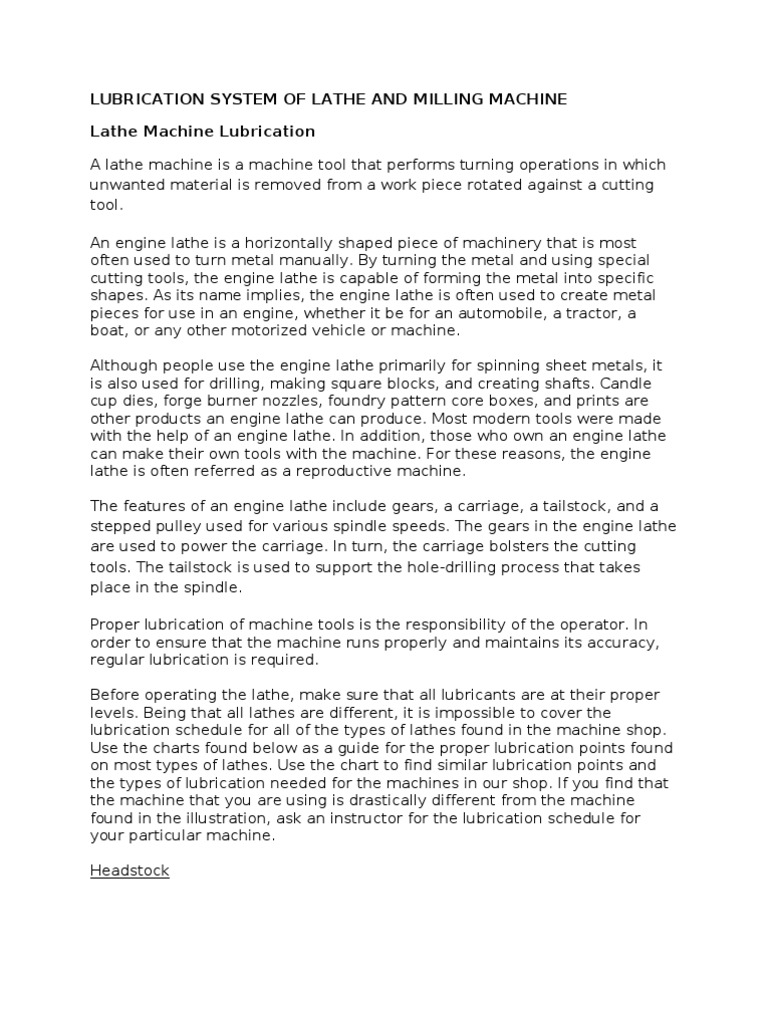 Lubrication System of Lathe and Milling Machine Lathe Machine ...