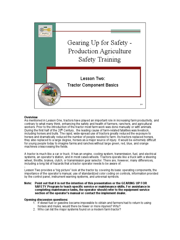 Notes2 - Tractor Component Basics | PDF | Tractor | Internal Combustion ...