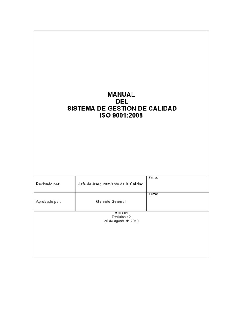 Manual de Calidad | PDF | Calidad (comercial) | Gestión de la calidad