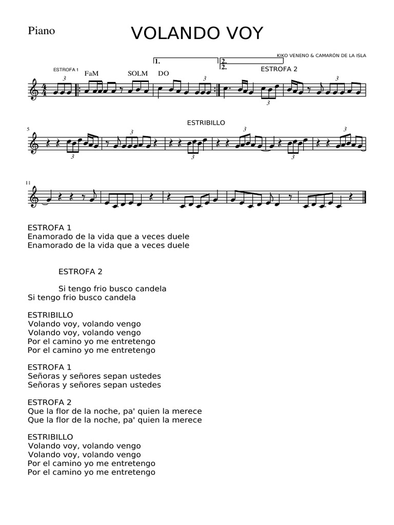 Volando Voy: Piano | PDF