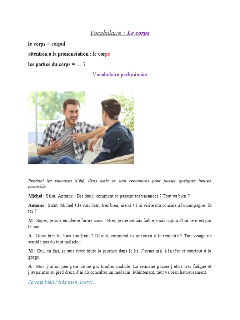 Vocabulaire du corps humain en français | PDF