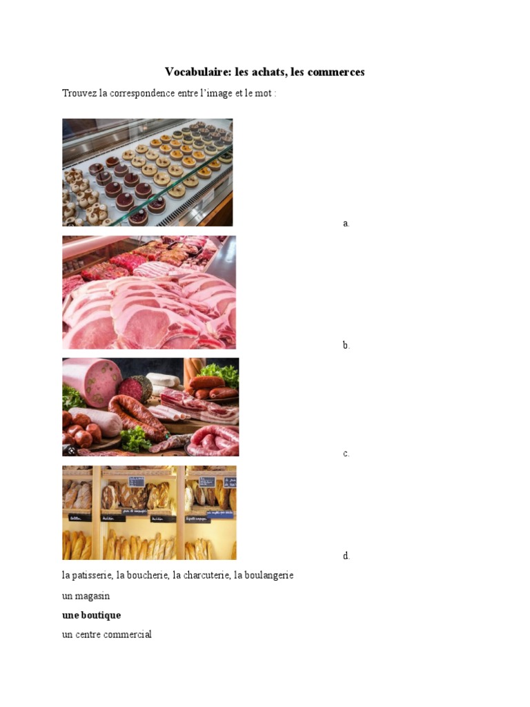 Vocabulaire - Les Achats Et Les Commerces | PDF