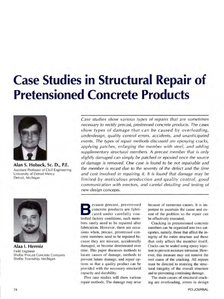 Case Studies in Structural Repair of Pretensioned Concrete Products ...
