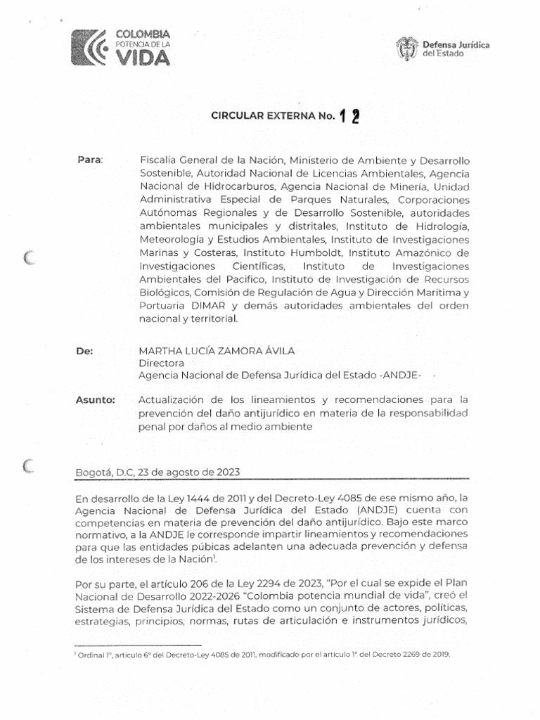 Circular Externa No. 12 Del 23 de Agosto de 2023 | PDF