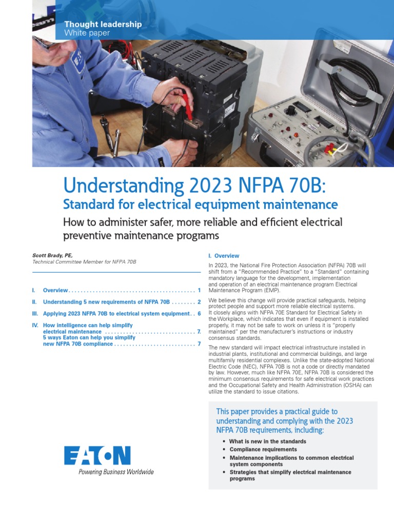 Eaton Nfpa 70b White Paper Wp027024Xen | PDF | Relay | Electrical Components