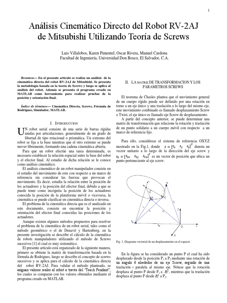 Cinemática Directa del Robot RV-2AJ | PDF | Rotación | Matriz (Matemáticas)