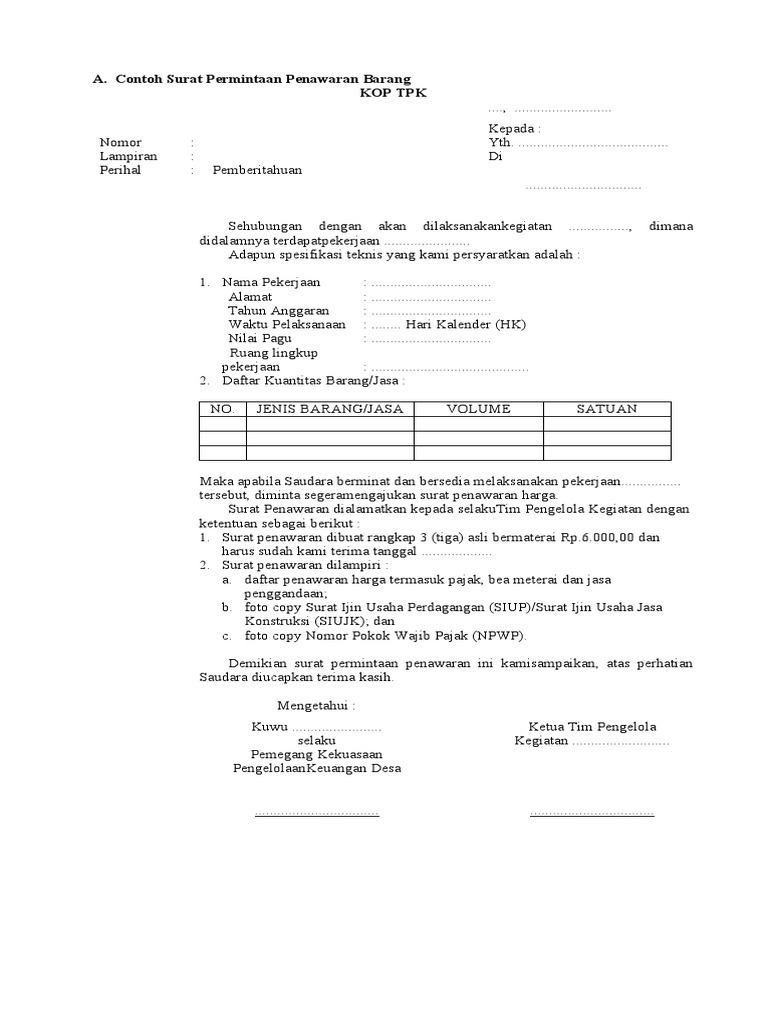 Form Barjas (Pengadaan Barang Dan Jasa Bu Tina | PDF