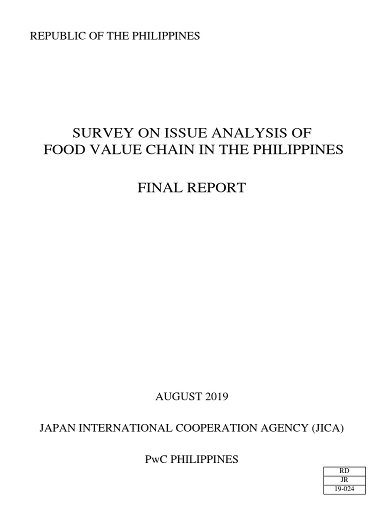 Survey On Issue Analysis of Food Value Chain in The Philippines Final ...