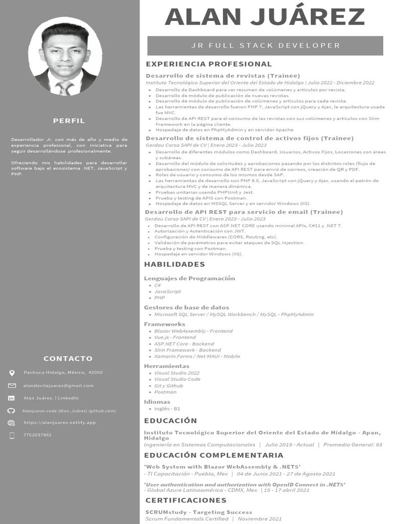 Desarrollador Jr. Full Stack .NET y PHP | PDF | Php | Mi sql