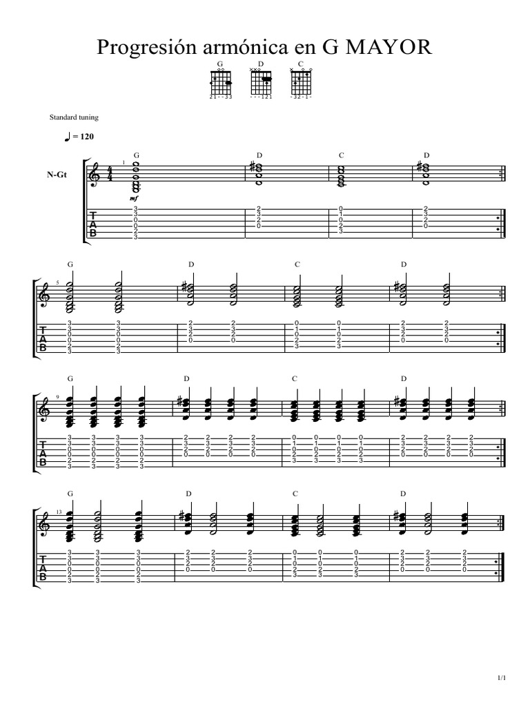 Progresión Armónica en G Mayor | PDF
