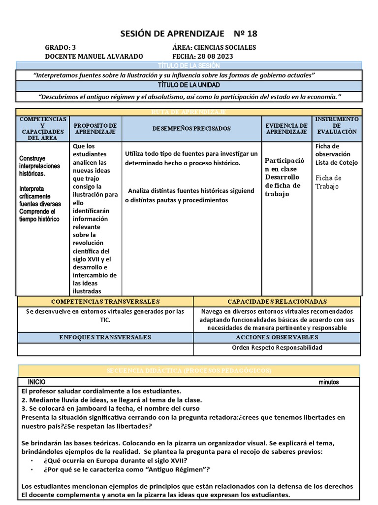 Sesion CCSS 3 Iiibim La Ilustracion | PDF | Aprendizaje | Evaluación