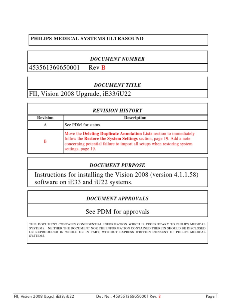 Philips Medical Systems Ultrasound: Document Number | PDF