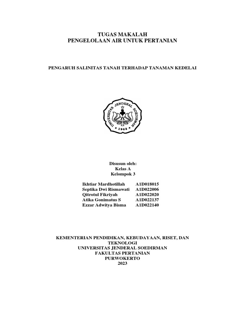 Makalah Paup Salinitas Kedelai | PDF | Teknologi & Rekayasa