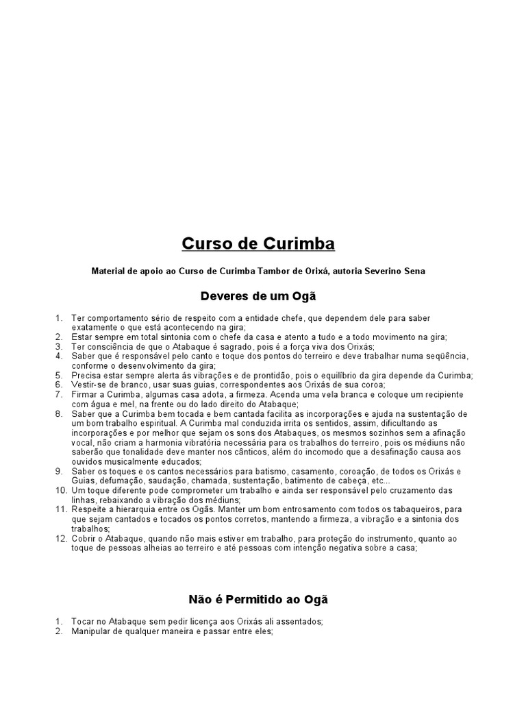 Curso de Curimba e Atabaque na Umbanda | PDF | Artes Linguísticas e ...