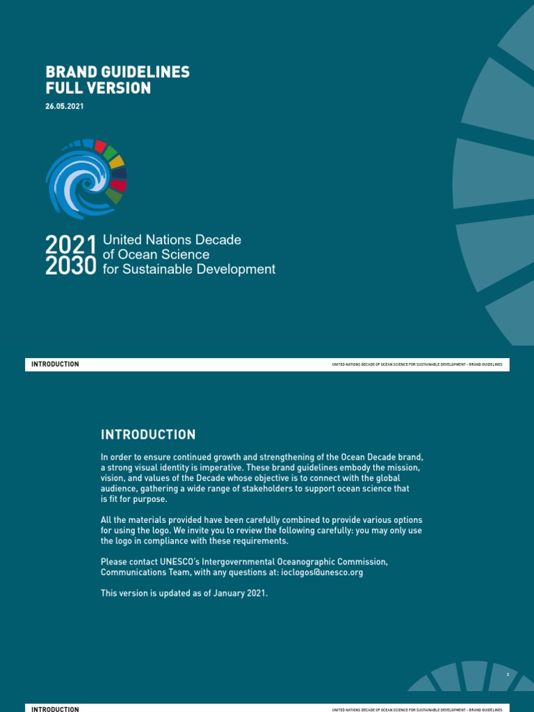Ocean Decade Logo Brand Guidelines | PDF | Arial | Sustainability