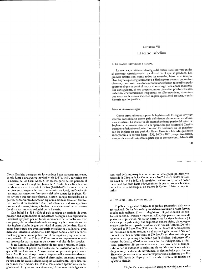 Contexto del Teatro Isabelino en Inglaterra | PDF | Clásicos