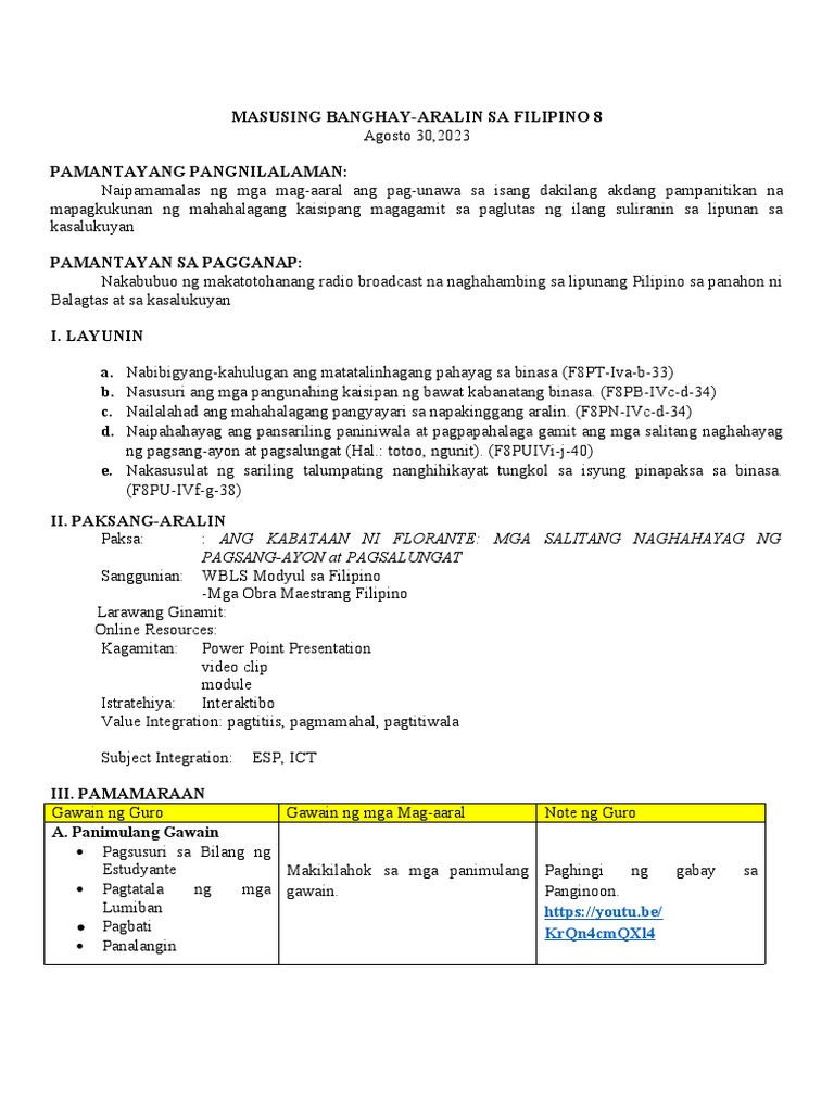 Sample Lesson Plan For Observation | PDF