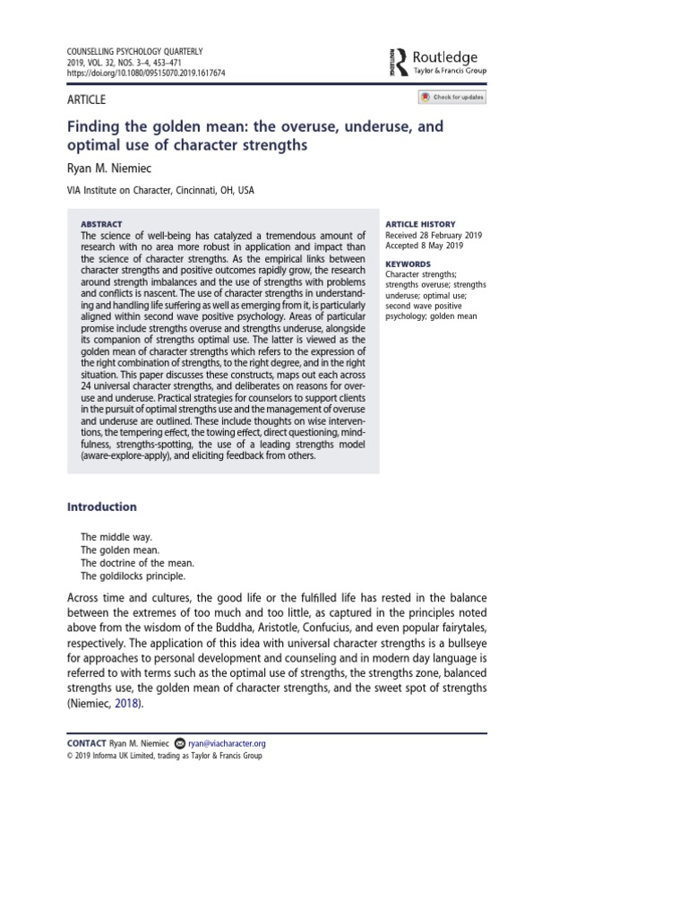 Finding The Golden Mean - The Overuse, Underuse, and Optimal Use of ...