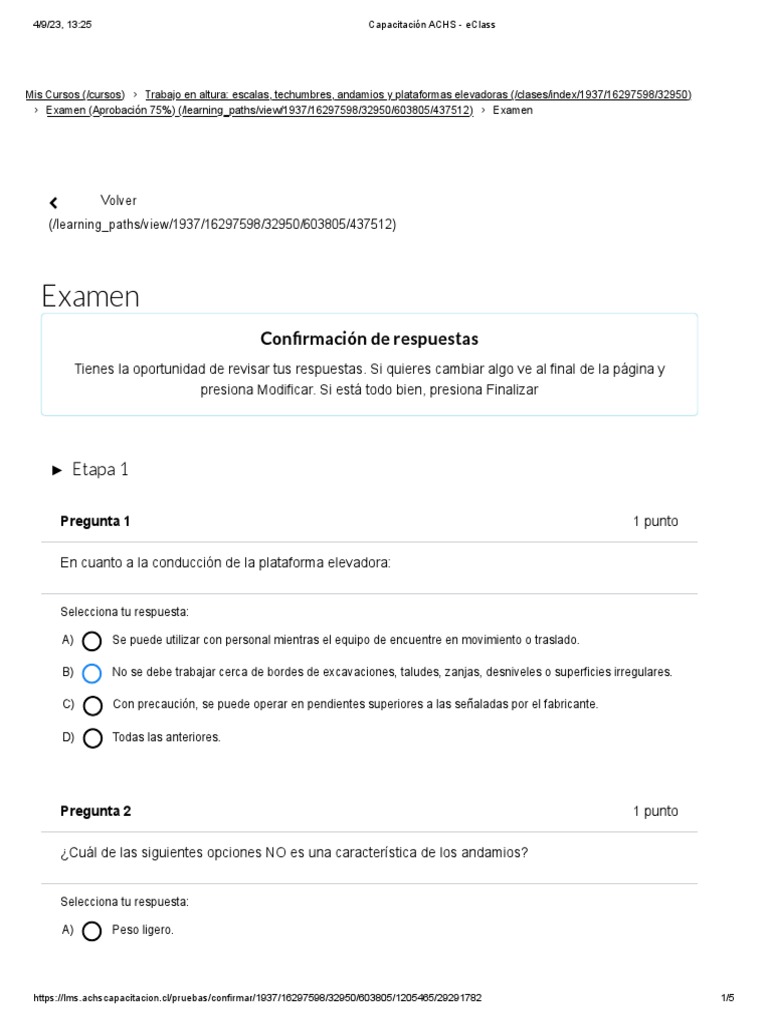 Capacitación ACHS - Eclass | PDF