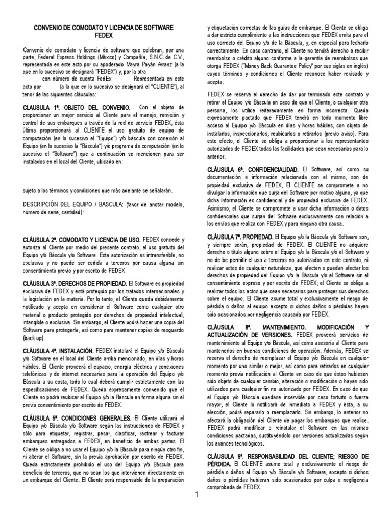 Contrato de Comodato Fedex Holdings 2022-Mayra Payan Arranz | PDF ...