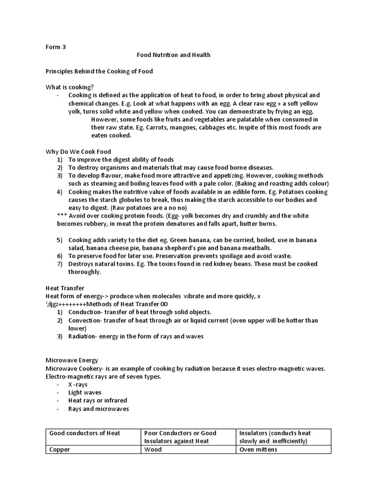 Principles of Cooking in Nutrition | PDF | Cooking | Heat Transfer