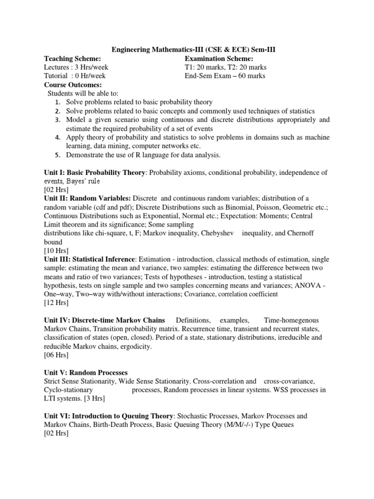 Engineering Mathematics-III Syllabus 220902 204109 | PDF | Probability ...