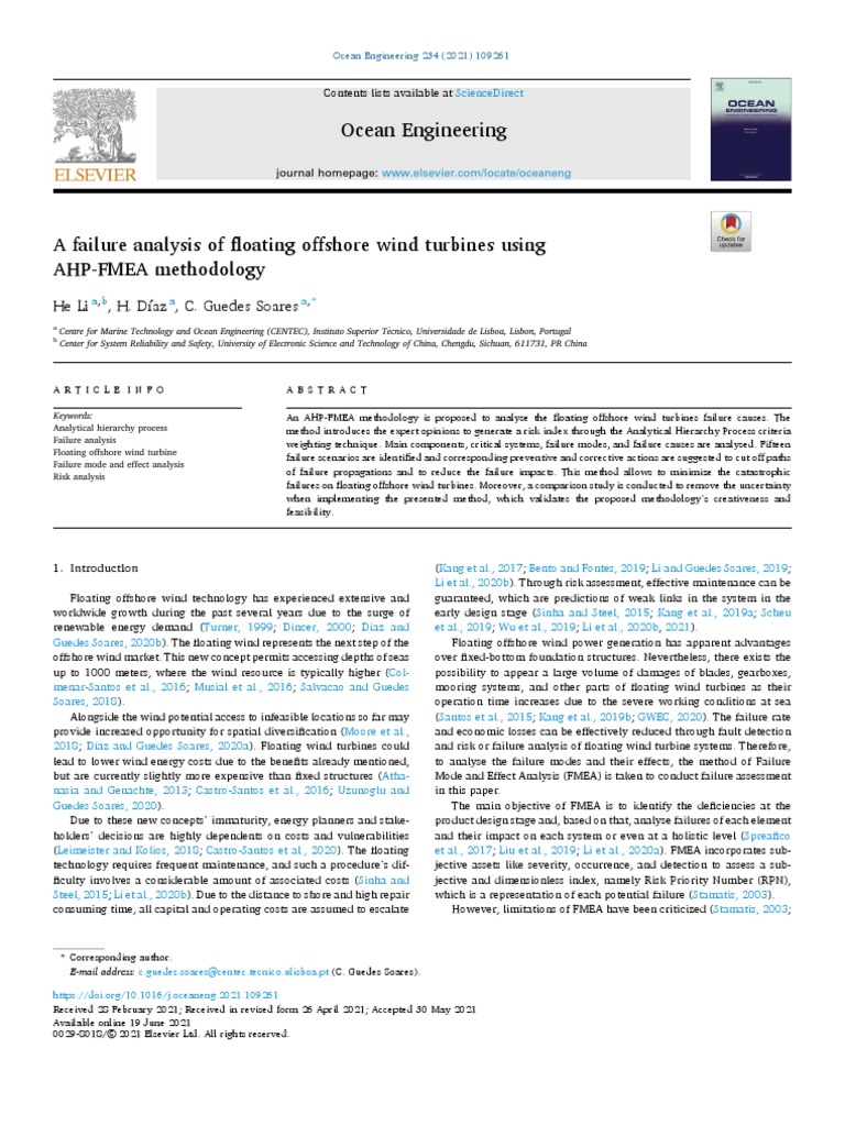 A Failure Analysis of Floating Offshore Wind Turbines Using AHP-FMEA ... A Failure Analysis of Floating Offshore Wind Turbines Using AHP-FMEA ...