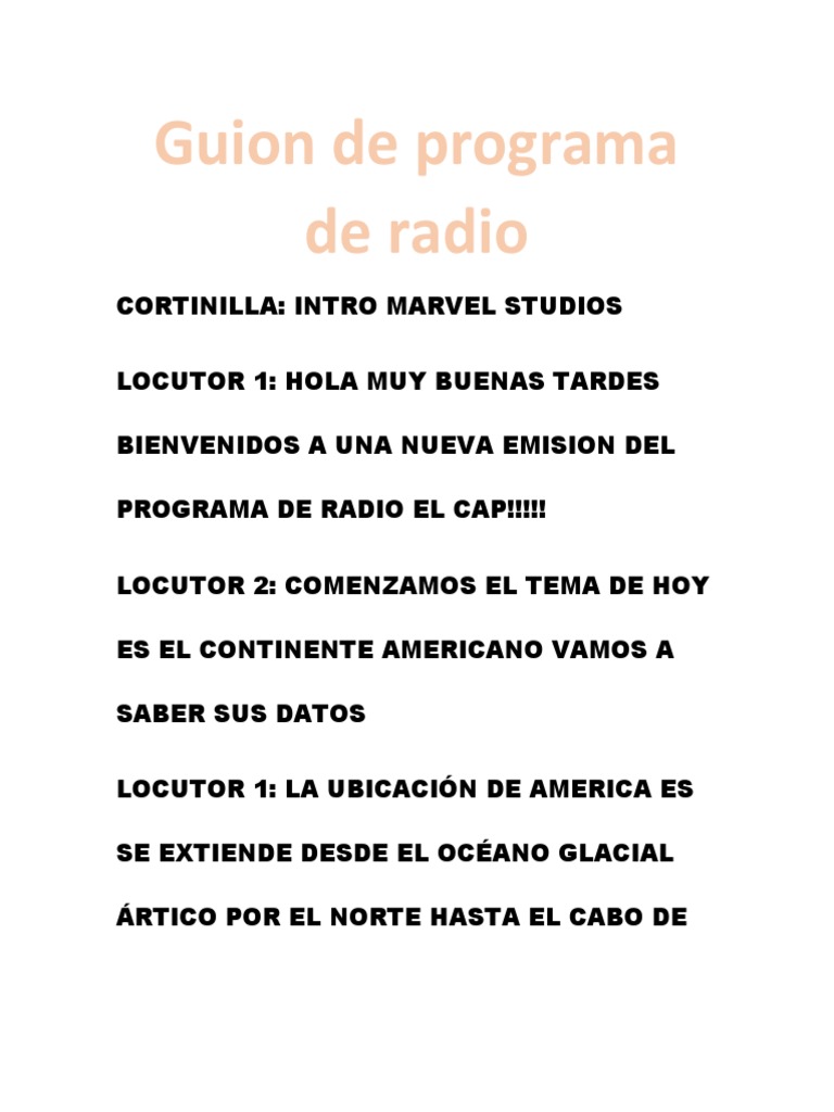 Guion de Programa de Radio - 114850 | PDF | Américas | Andes