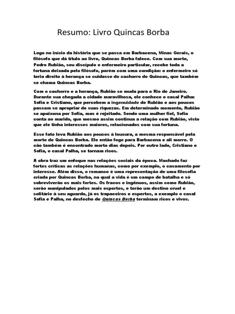 Quincas Borba | PDF | Clássicos