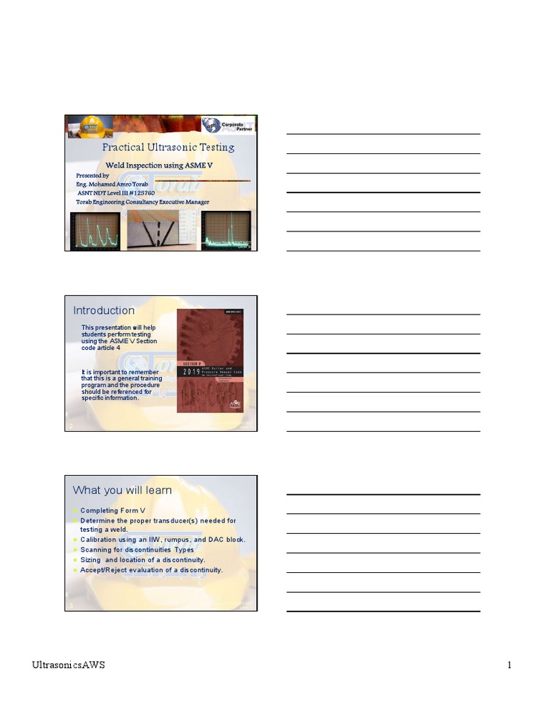 Practical Ultrasonic Testing - Weld Inspection Using Using ASME Code 2 ...