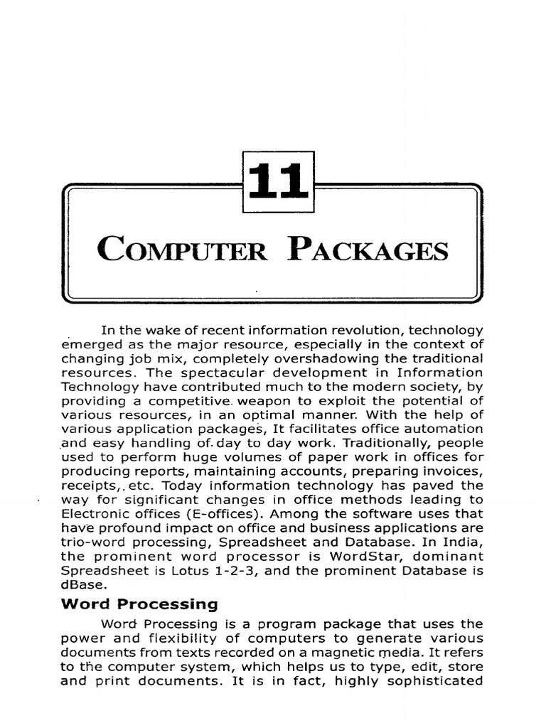Chapter 11 - Computer Packages | Download Free PDF | Microsoft Excel ...