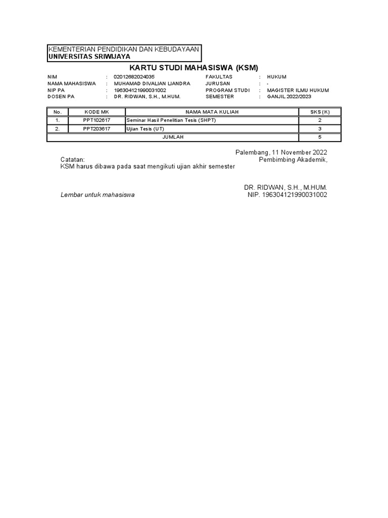 KRS 02012682024035 Semester 5 2022-2023 | PDF