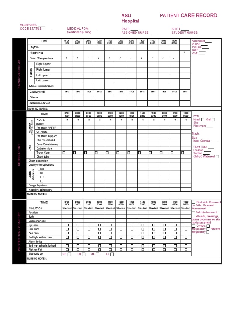 NUR 446 Complex Care Assessment Sheet-1 | PDF | Pain | Urinary Incontinence