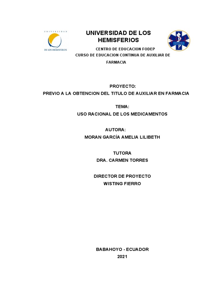 TESIS DE AMELIA MORAN R | PDF | Prescripción médica | Medicamentos con ...